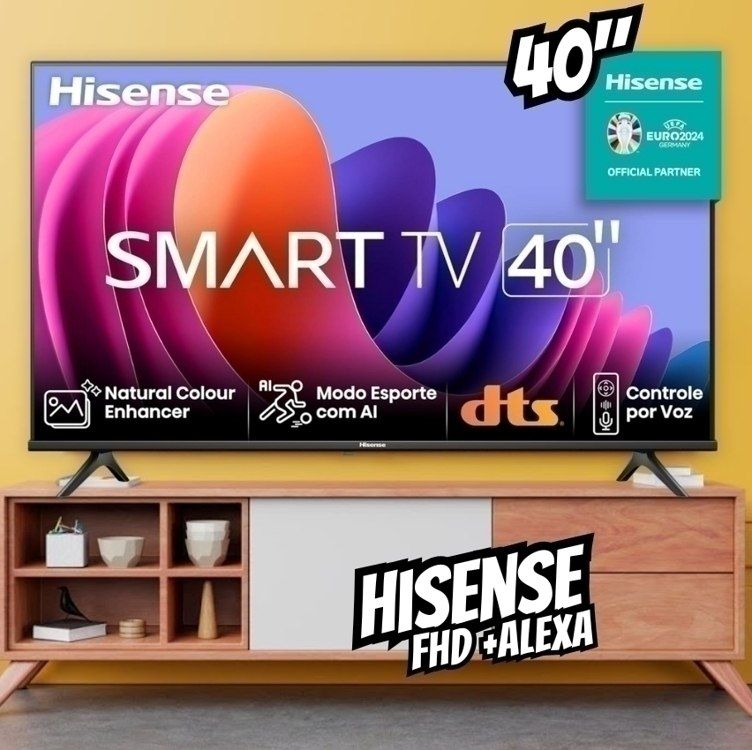 Hisense Smart TV FHD 40" Polegadas 40A4N com DTS Virtual X, Game e Sports Mode, Controle por Voz ...